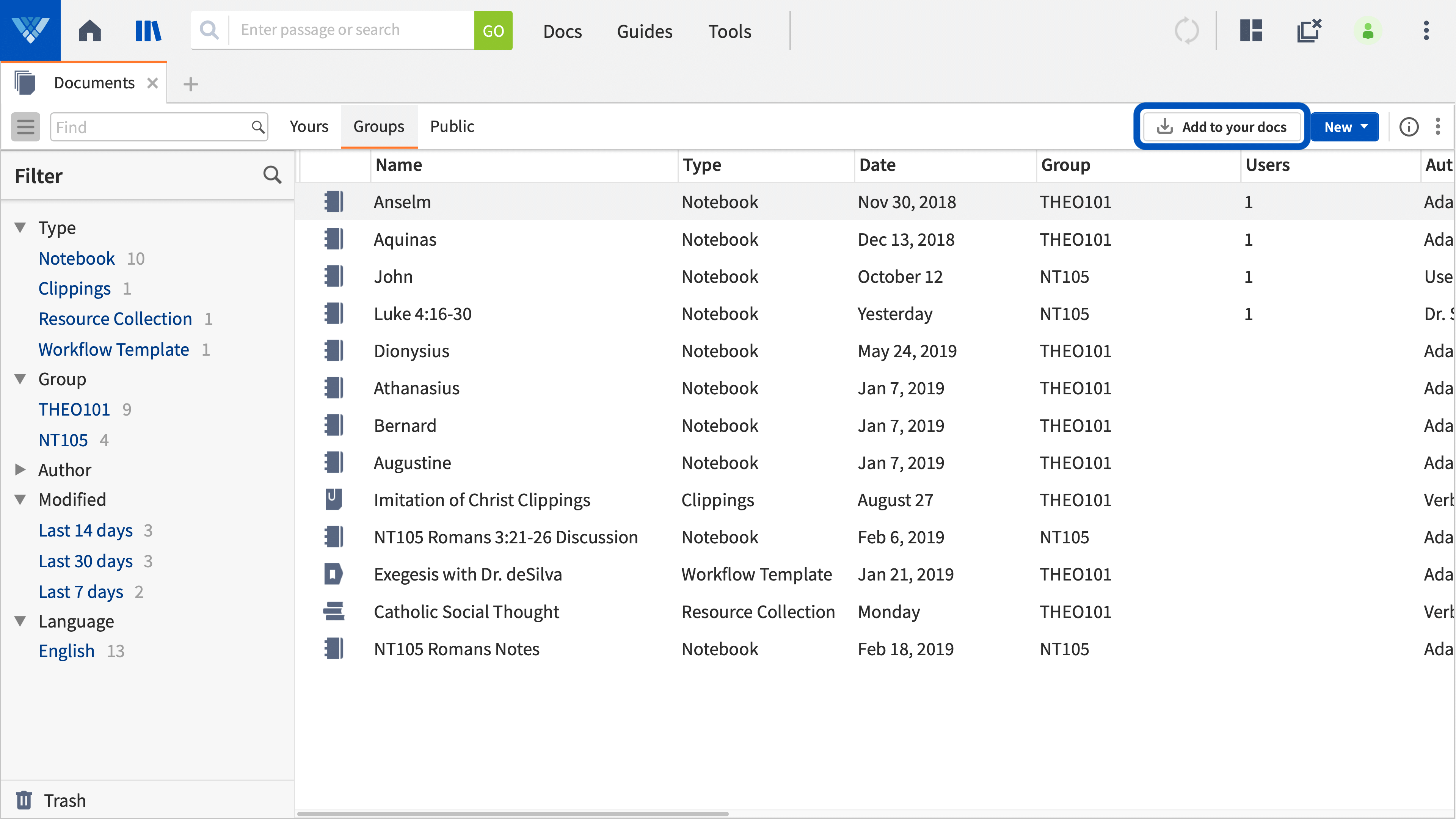 Documents Menu – Verbum Support