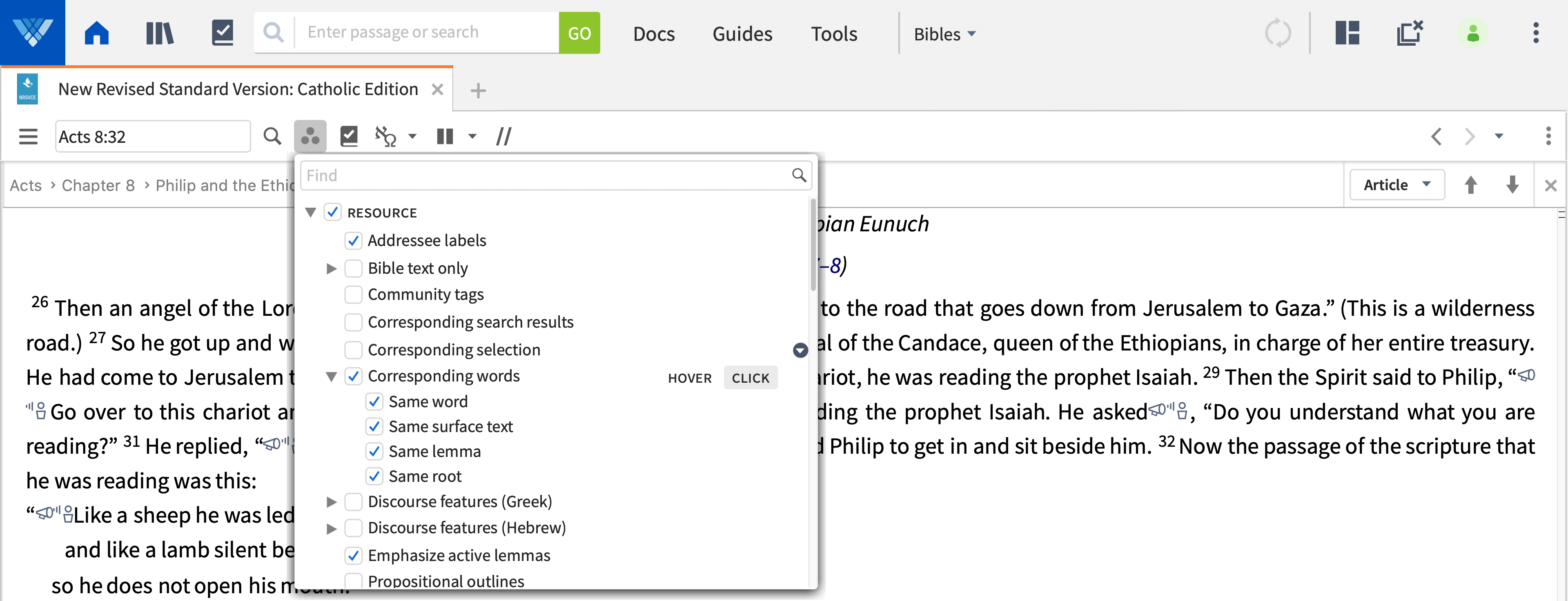 5. Estudiar una palabra en Verbum – Verbum