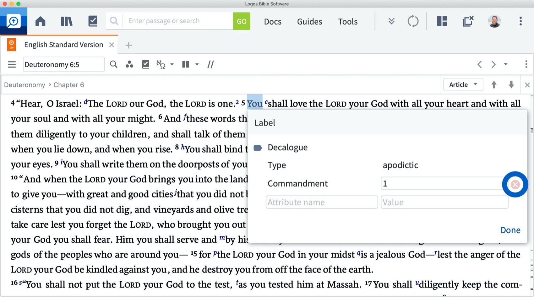 Using Labels – Verbum Support