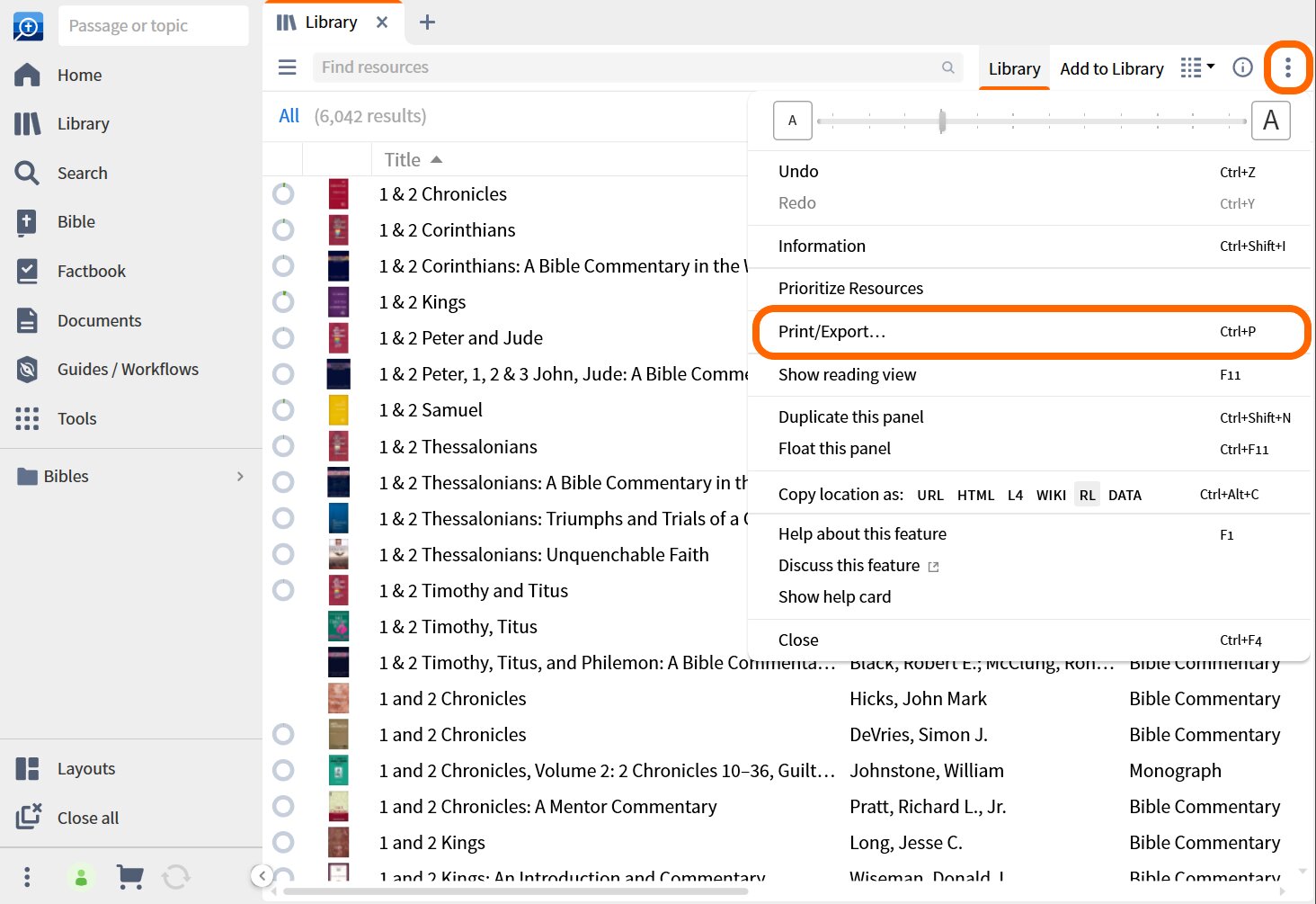 Export Your Library to a Spreadsheet – Logos Help Center