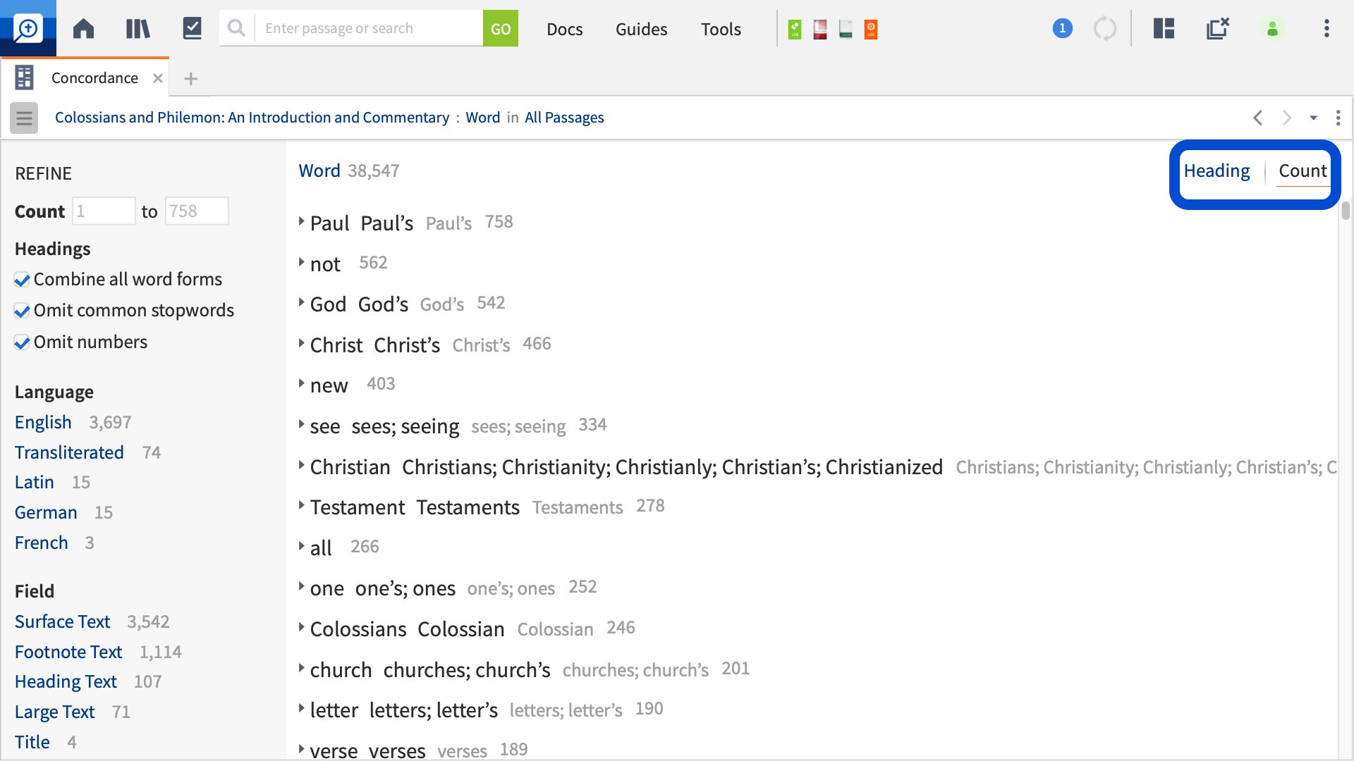 Concordance Tool – Logos Help Center