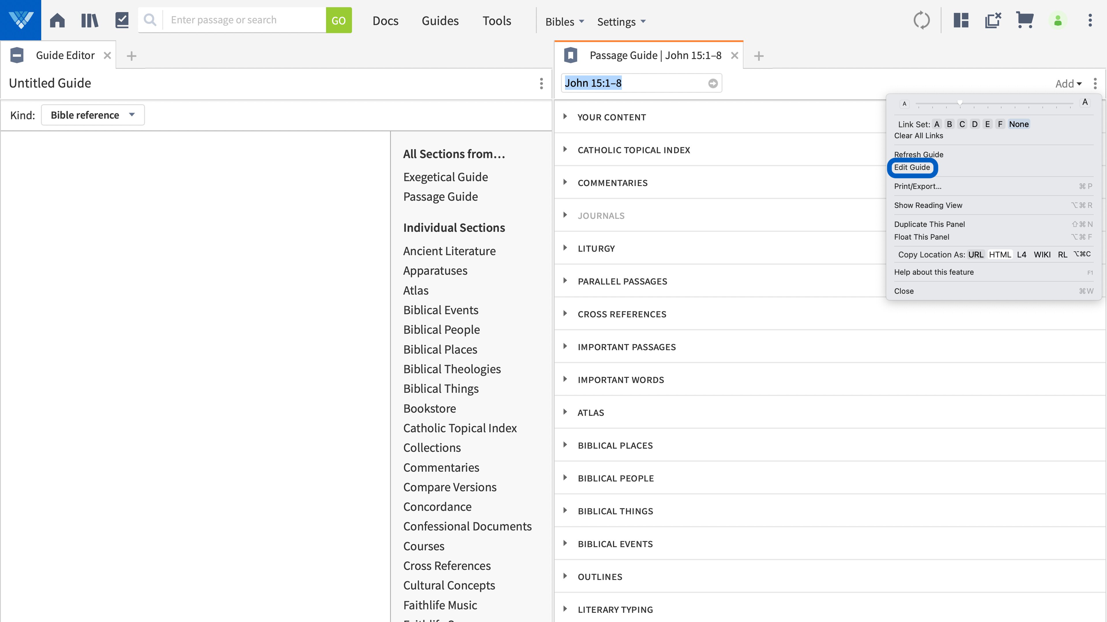 Guide Editor – Verbum Support