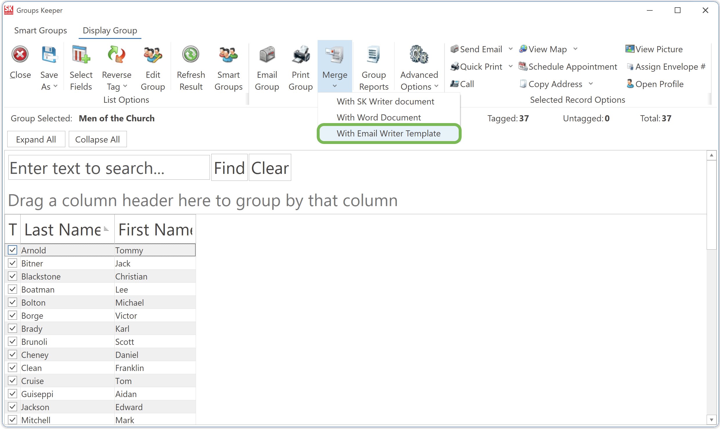 SK8 - Merging an Email Writer Template