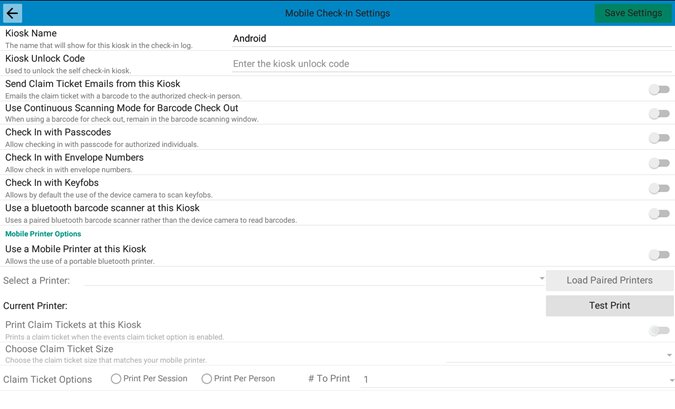 In the Mobile Check-In Settings, you can choose one or more of the ...