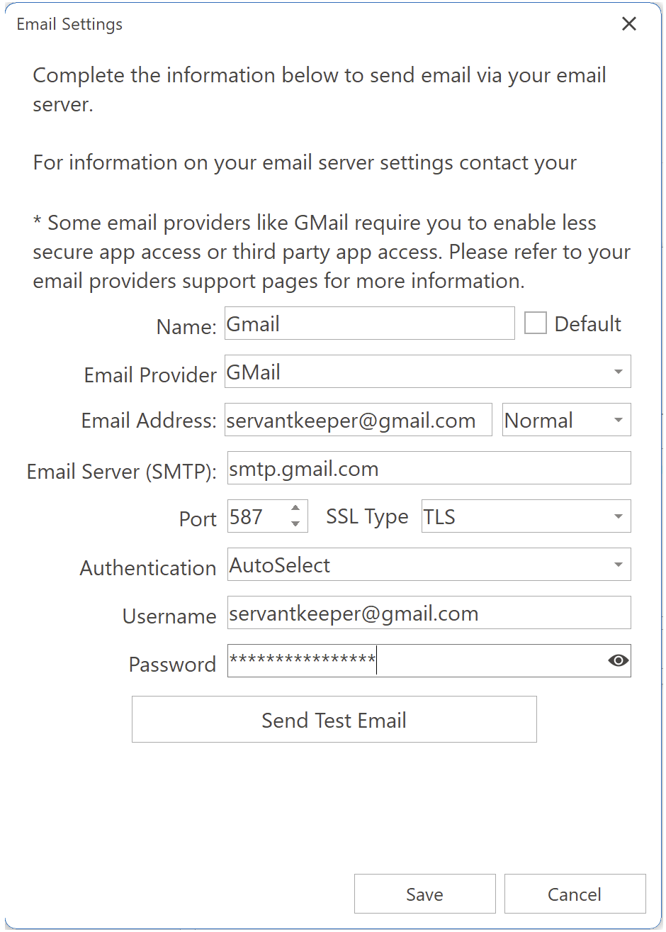 Changing Gmail Settings - Using App Passwords
