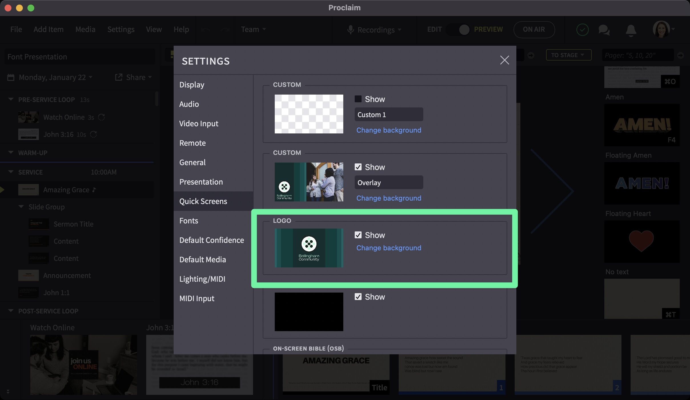 Intro To Quick Screens – Proclaim