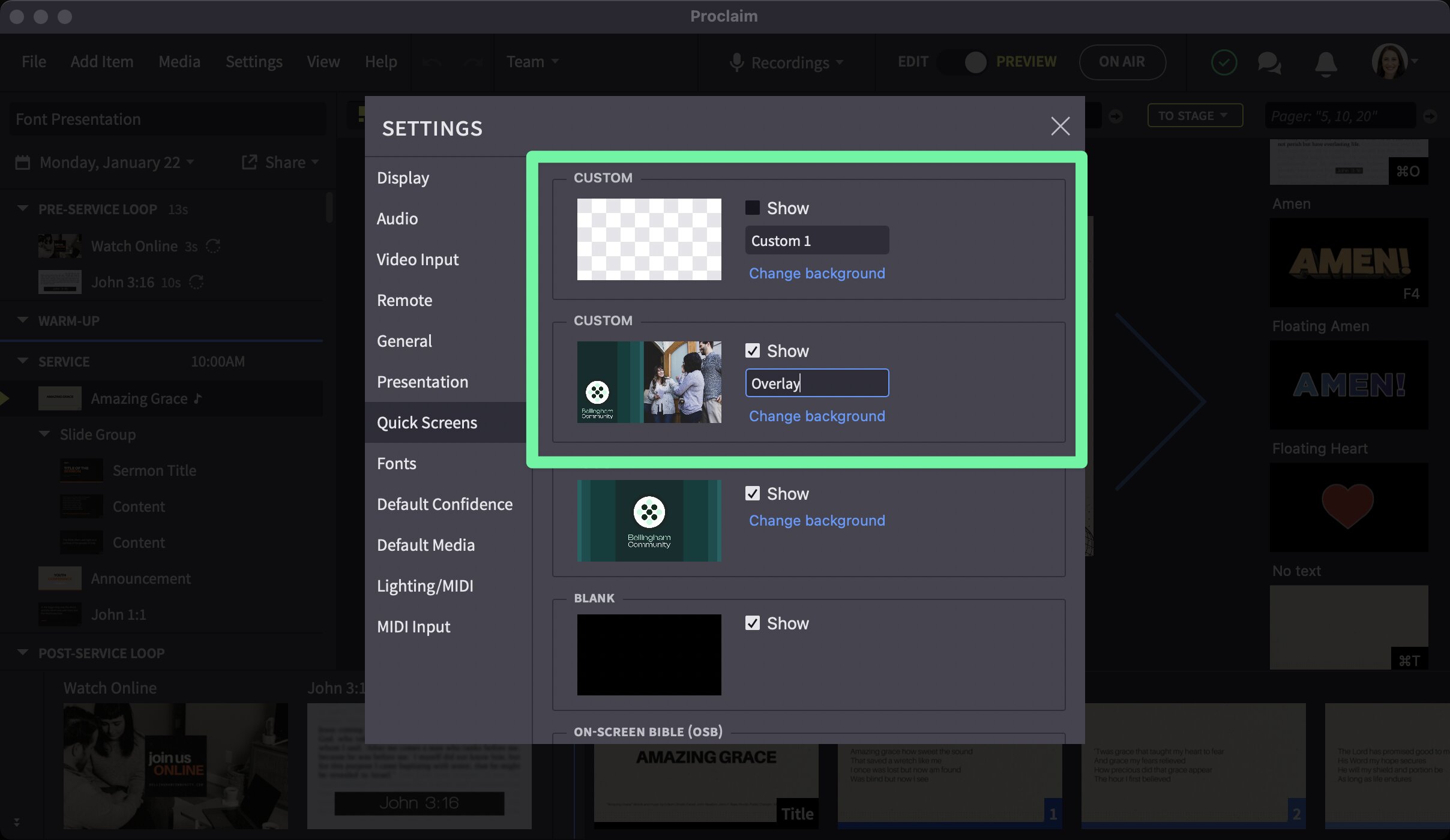 Intro To Quick Screens – Proclaim