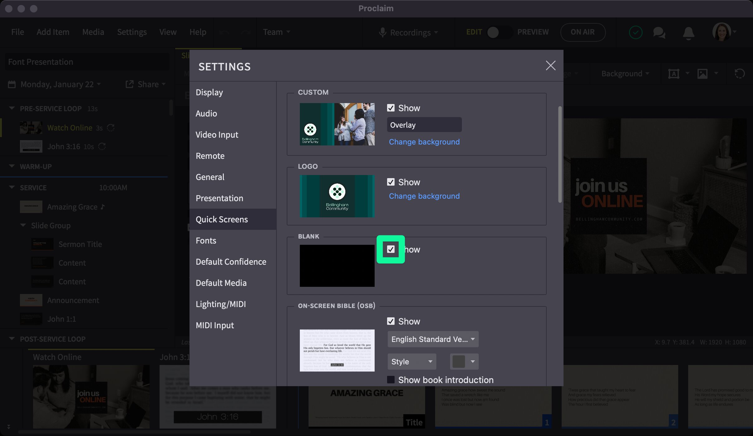 Intro To Quick Screens – Proclaim