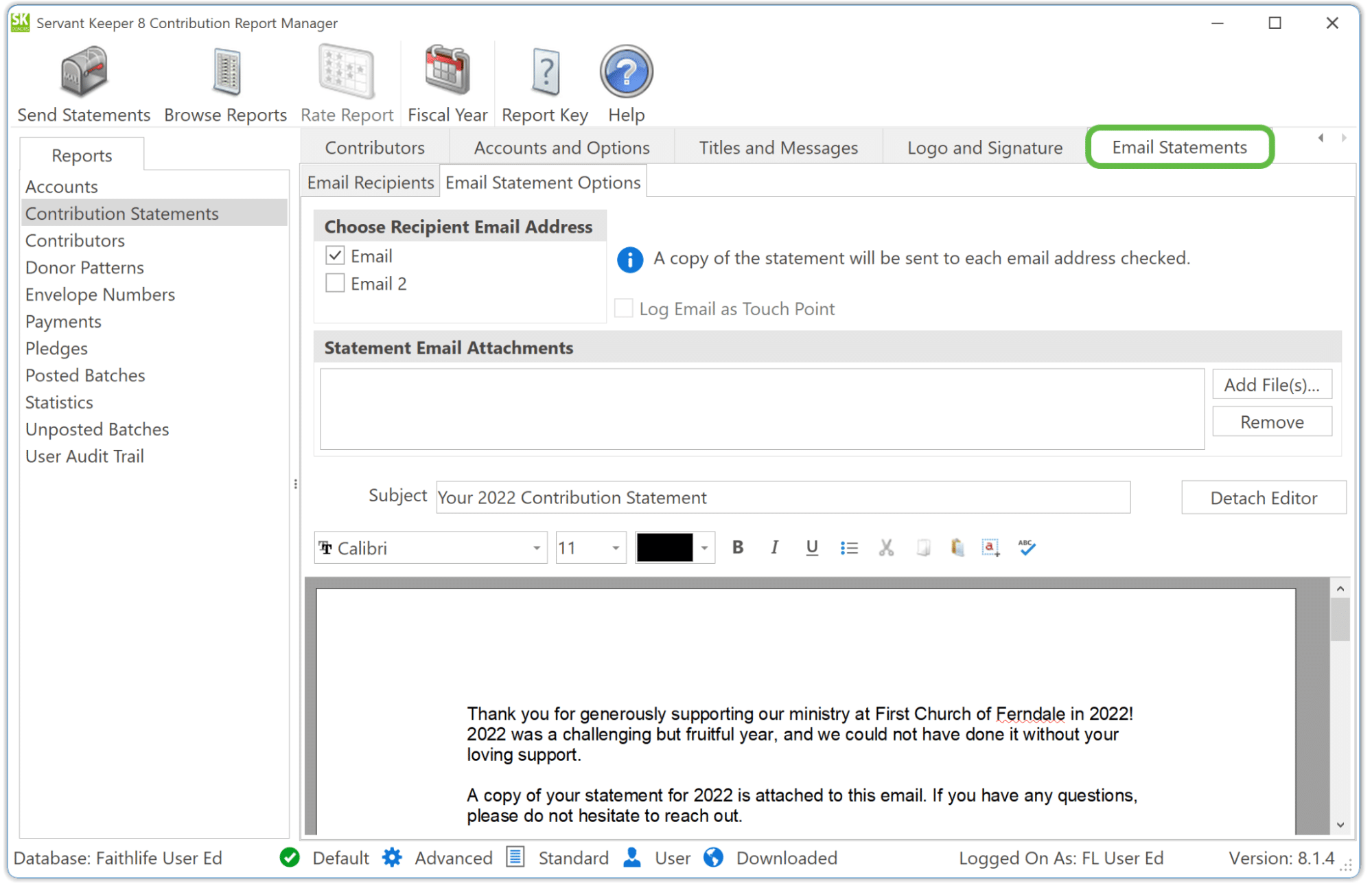 SK8 - Emailing Contribution Statements