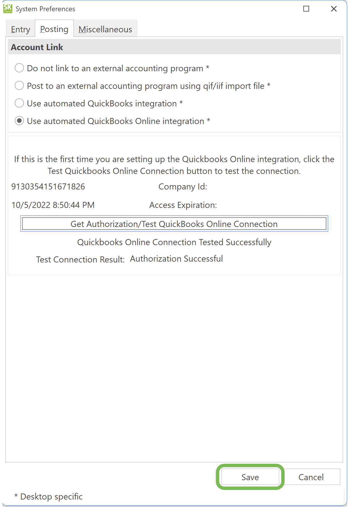 SK8 - Linking with QuickBooks Online