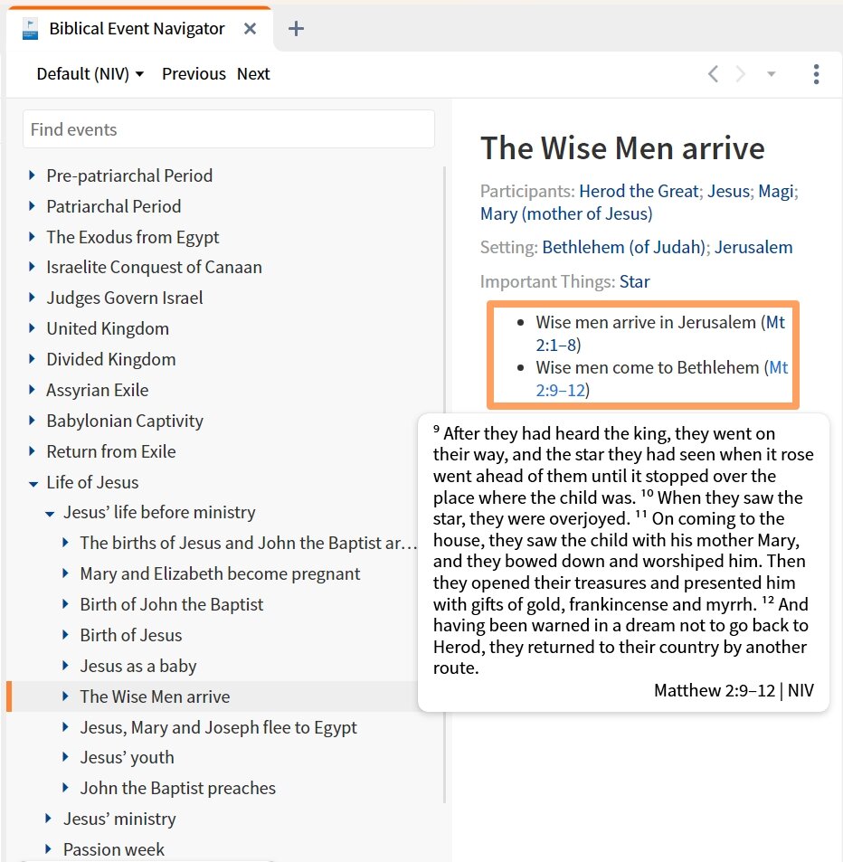 Biblical Event Navigator – Verbum Support