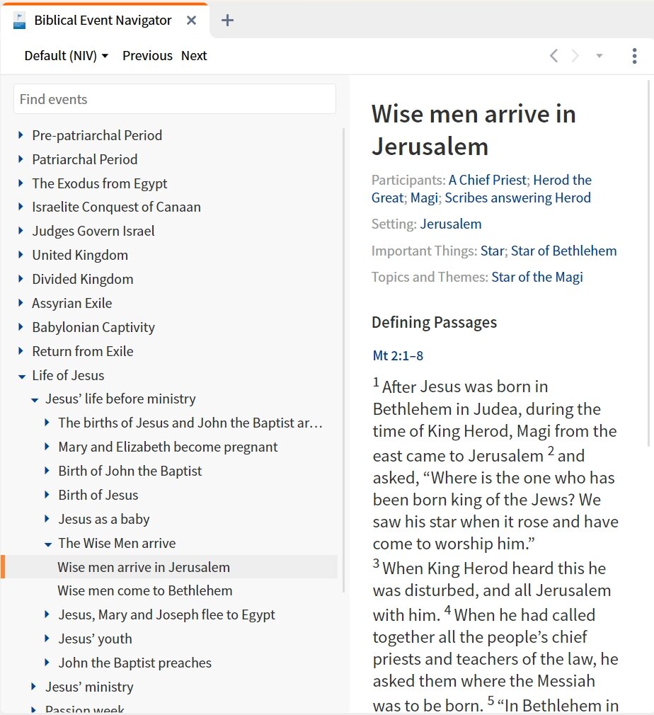 Biblical Event Navigator – Verbum Support