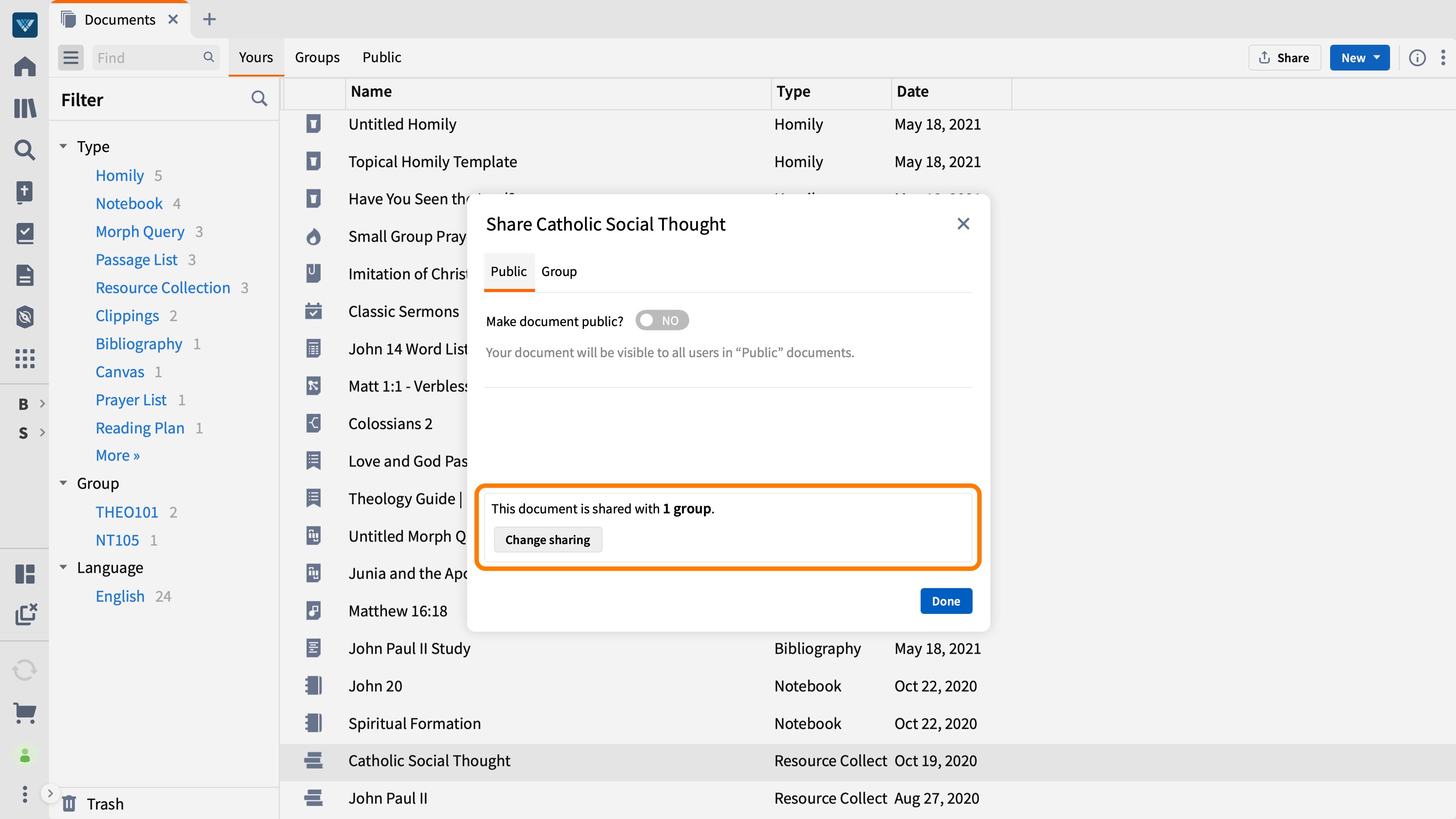 Documents Menu – Verbum Support