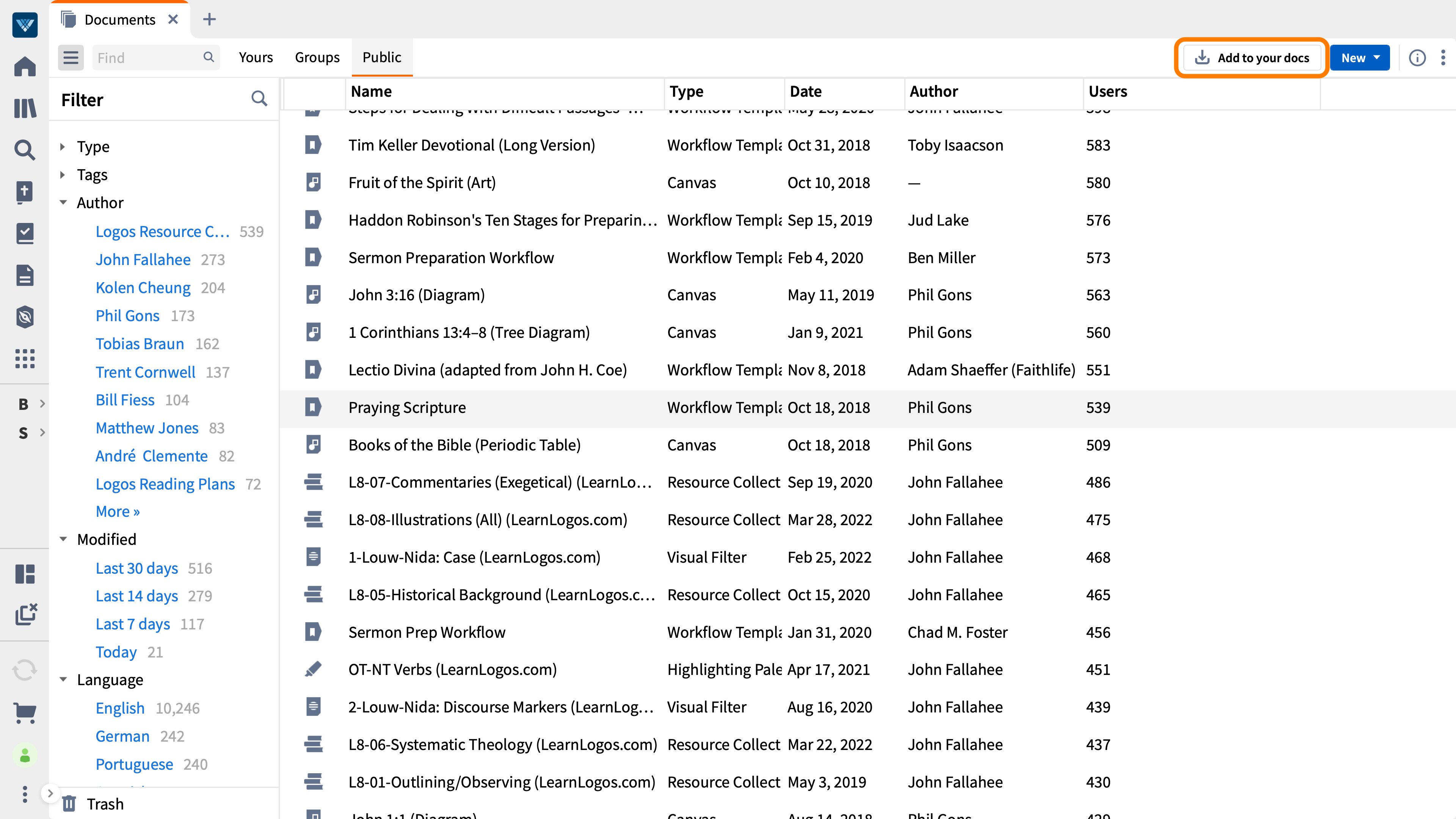 Documents Menu – Verbum Support