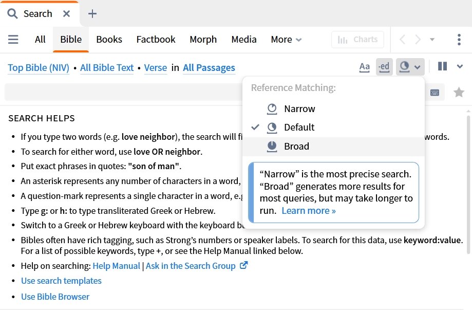 Search Panel Options – Logos Help Center