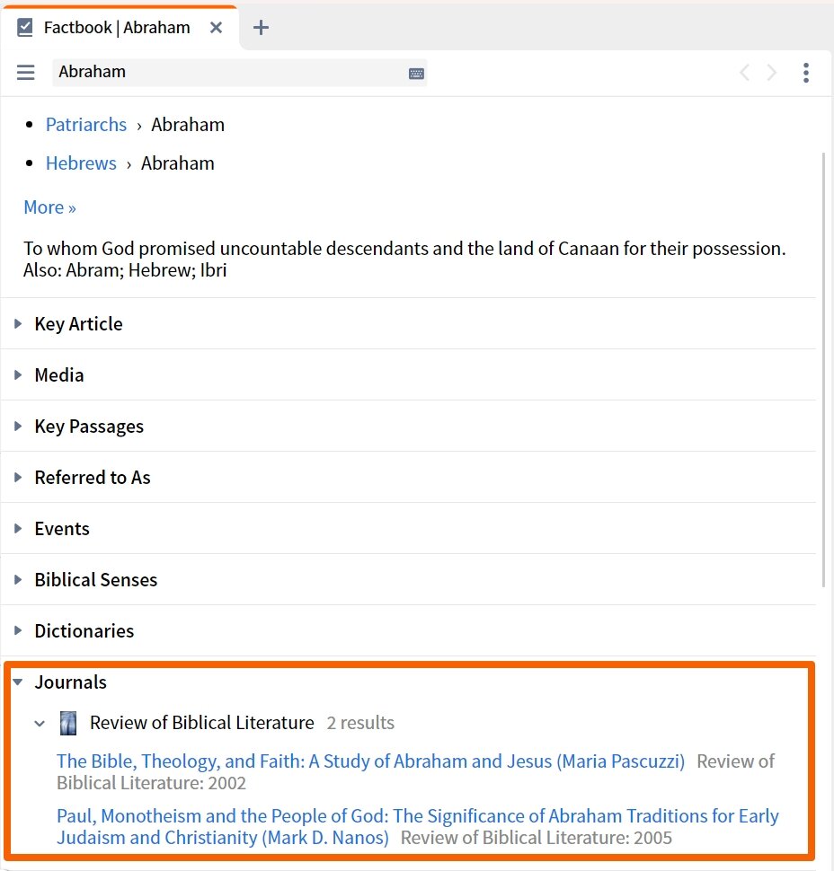 Using Journals – Verbum Support