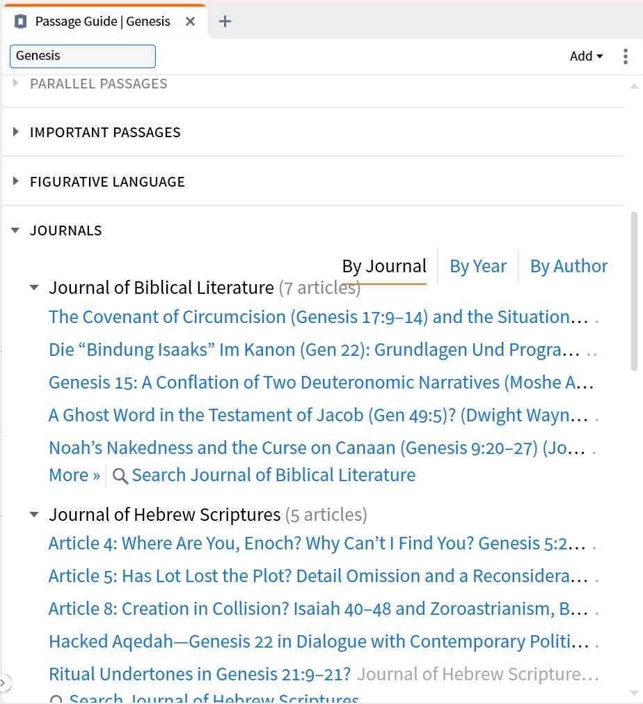 Using Journals – Verbum Support
