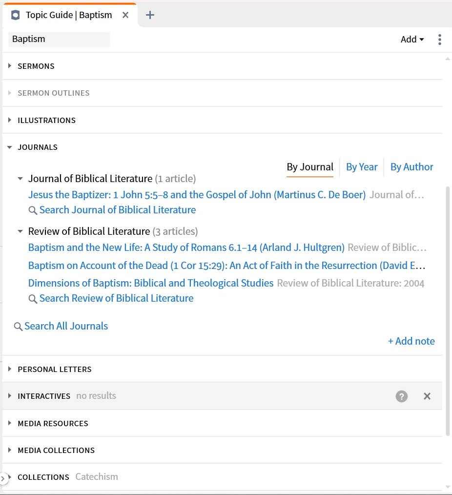 Using Journals – Verbum Support