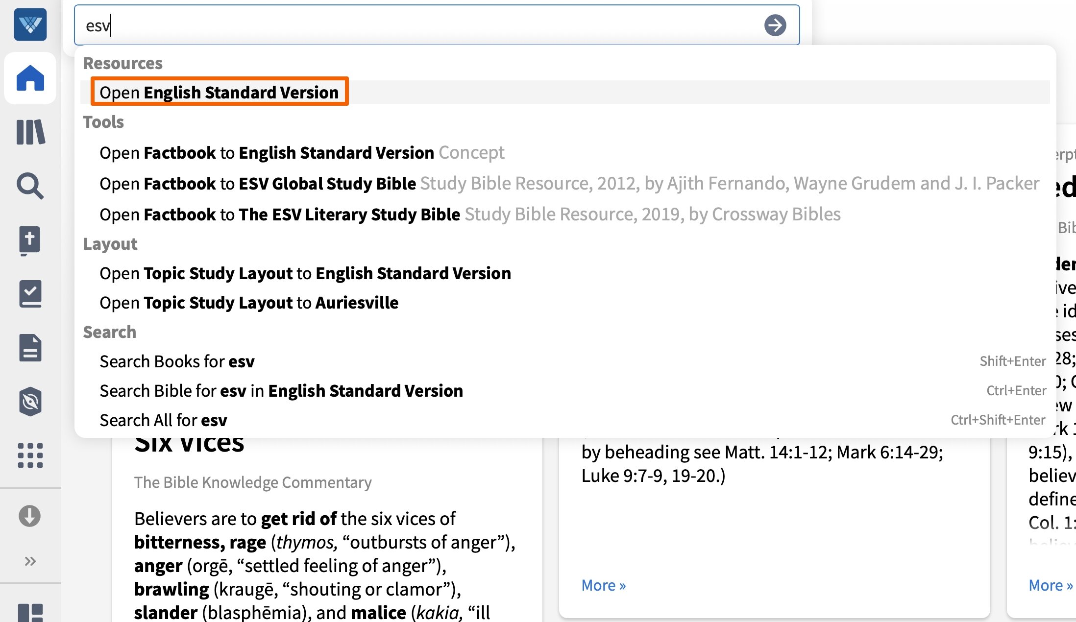 Command Box Commands – Verbum Support
