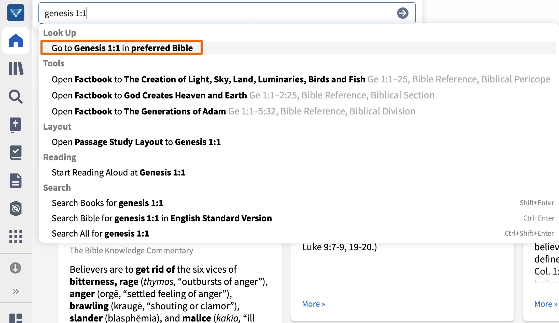 Command Box Commands – Verbum Support