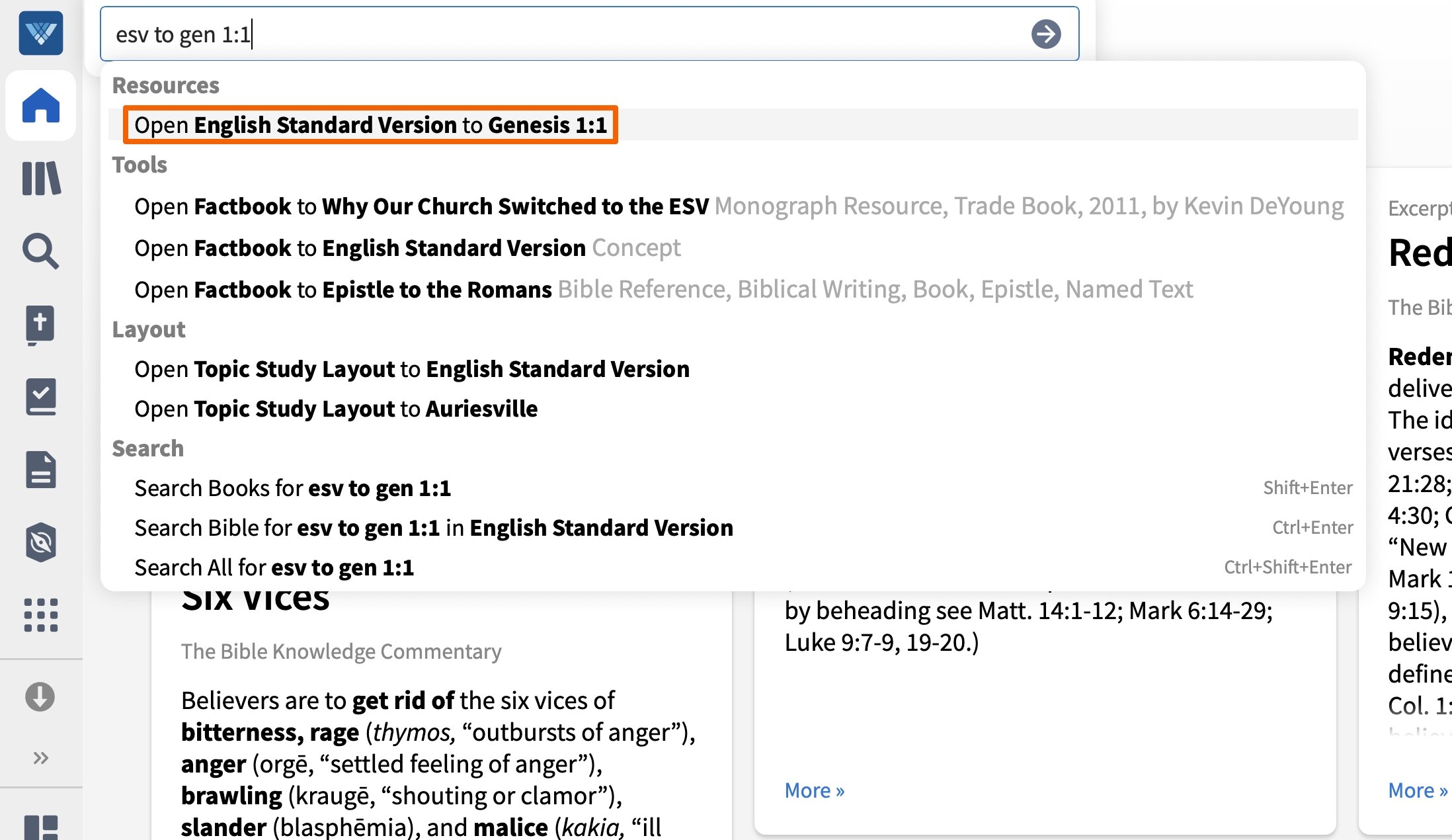Command Box Commands – Verbum Support