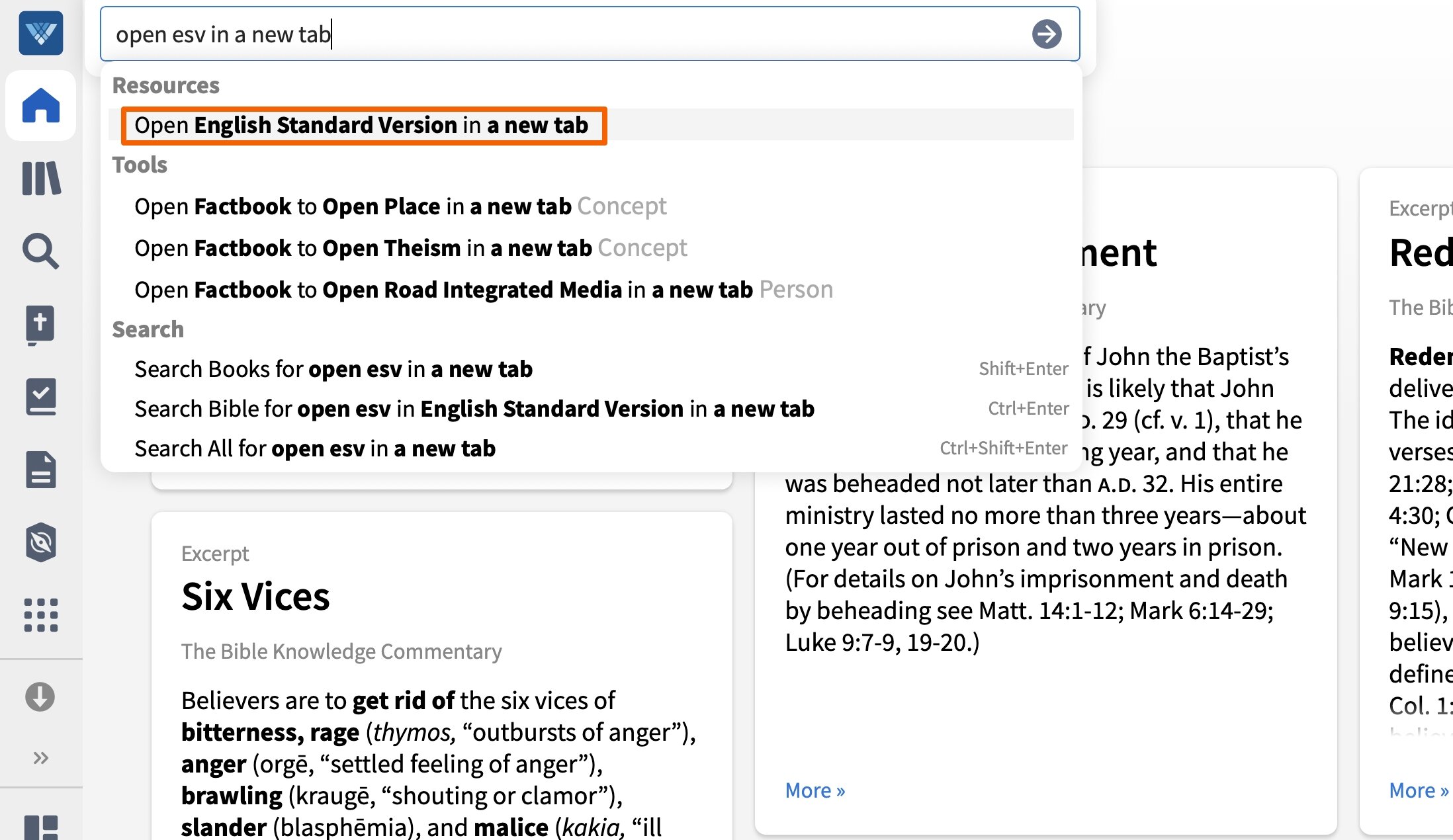 Command Box Commands – Verbum Support