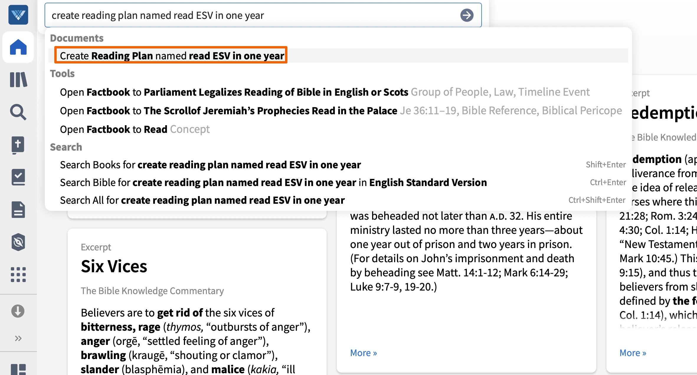 Command Box Commands – Verbum Support