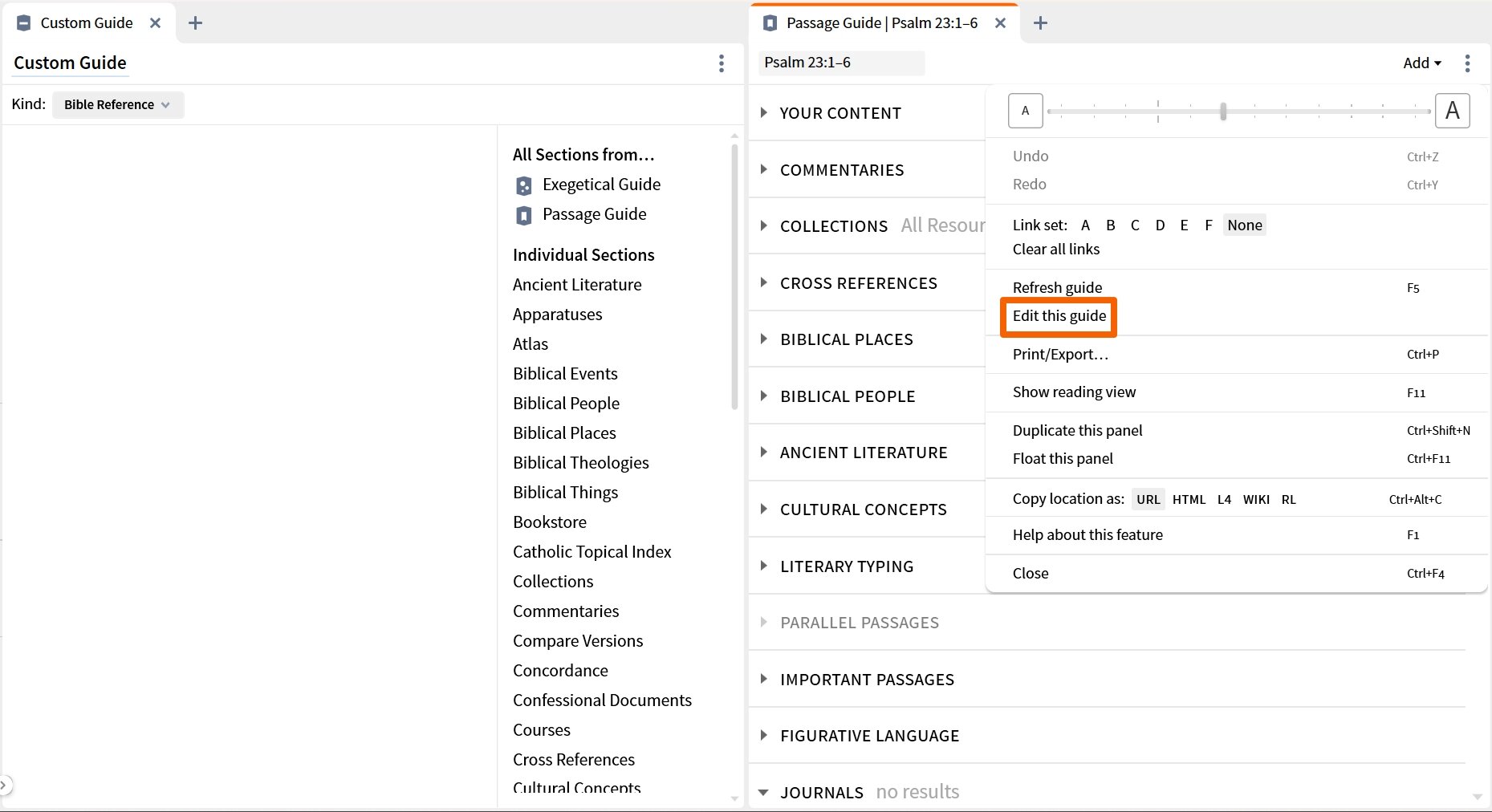 Guide Editor – Verbum Support