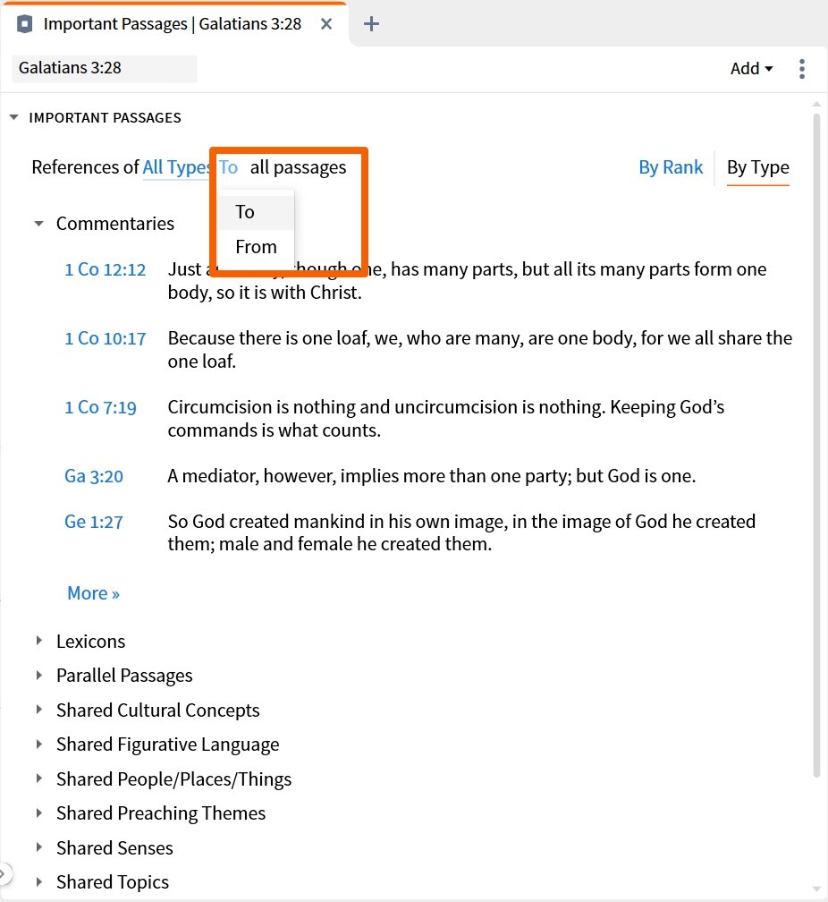 Important Passages Guide Section – Verbum Support