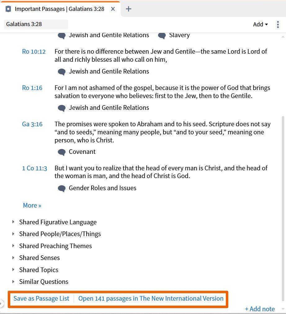 Important Passages Guide Section – Verbum Support