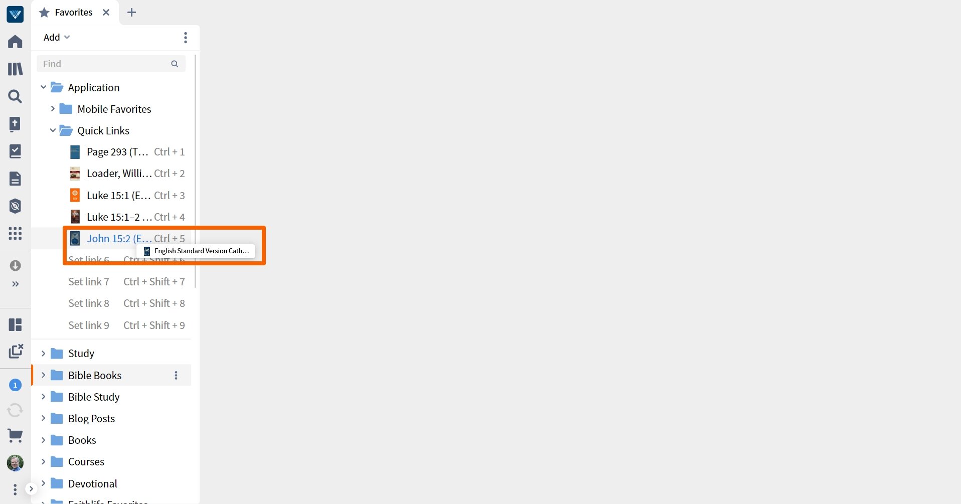 Favorites & Quick Links – Verbum Support