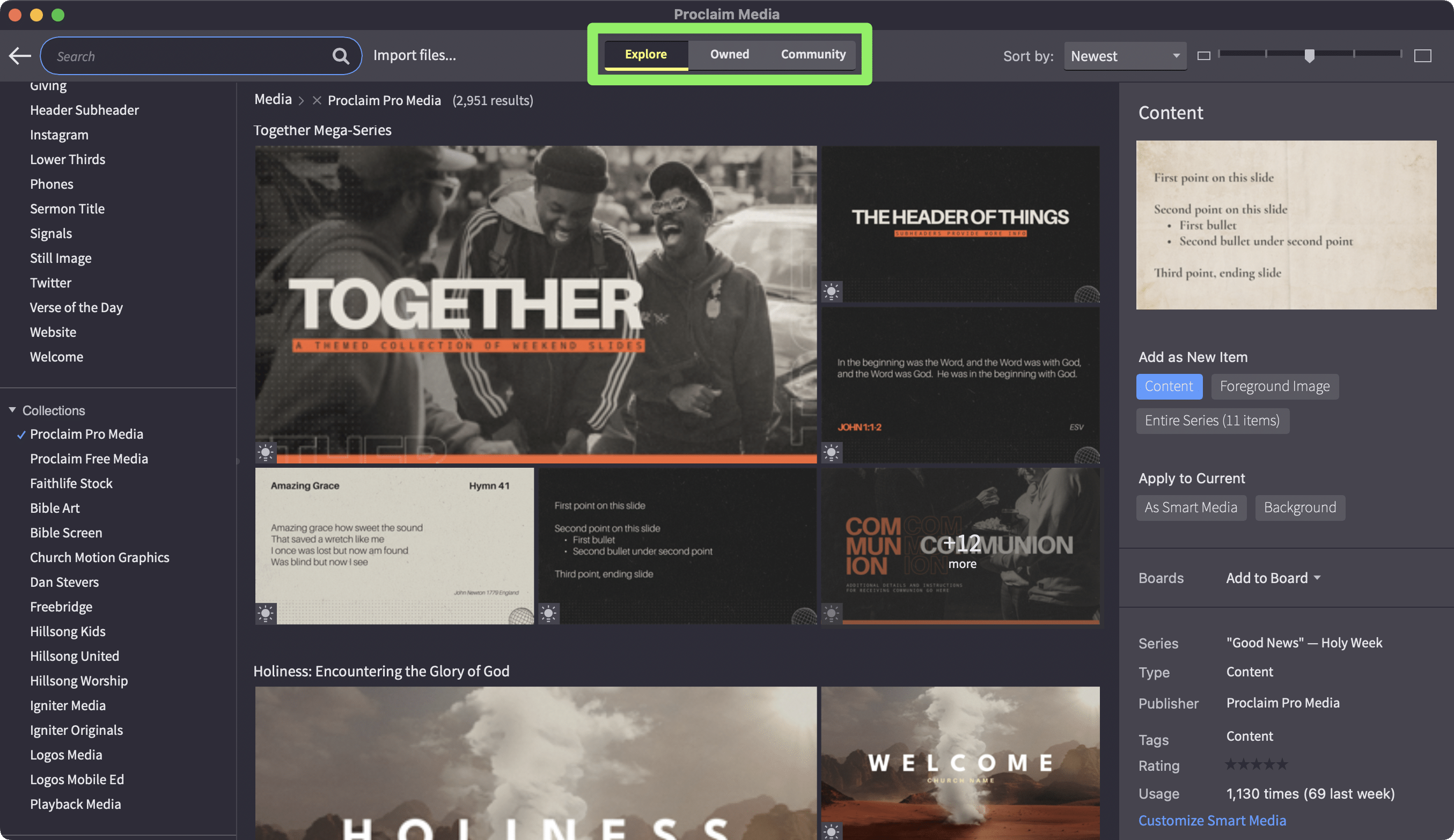 Media Browser – Proclaim