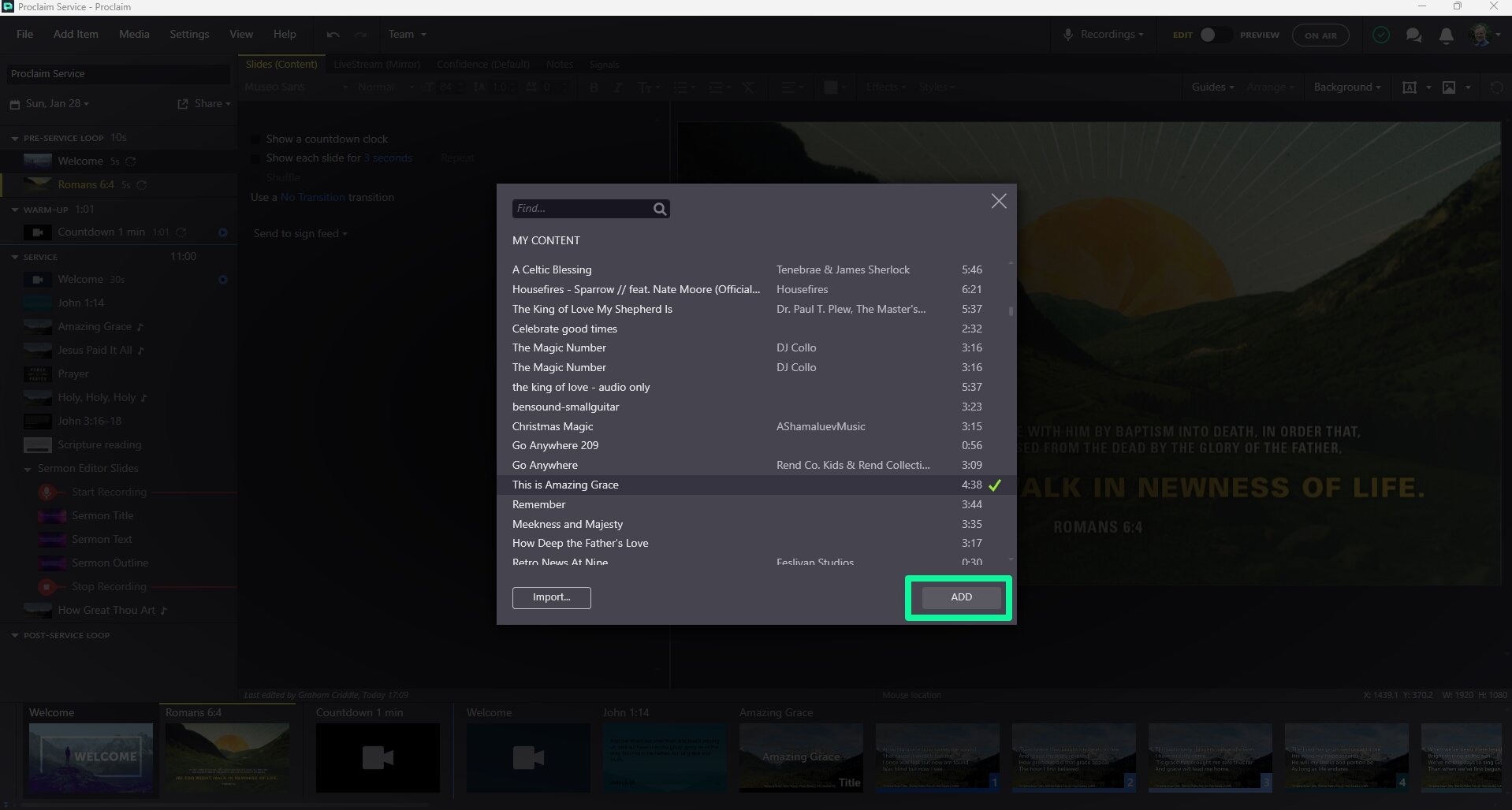 How Do I Add An Audio Track To A Service Item Or Section? – Proclaim