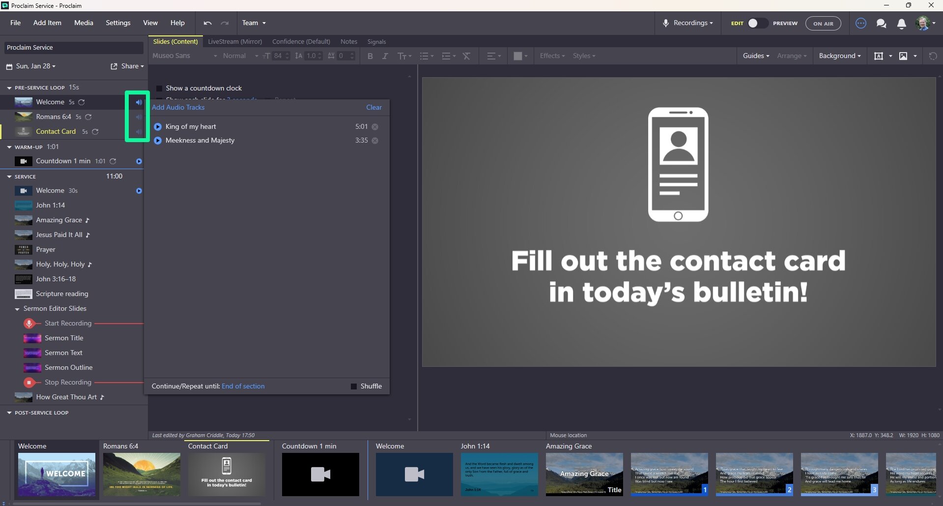 How Do I Add An Audio Track To A Service Item Or Section? – Proclaim