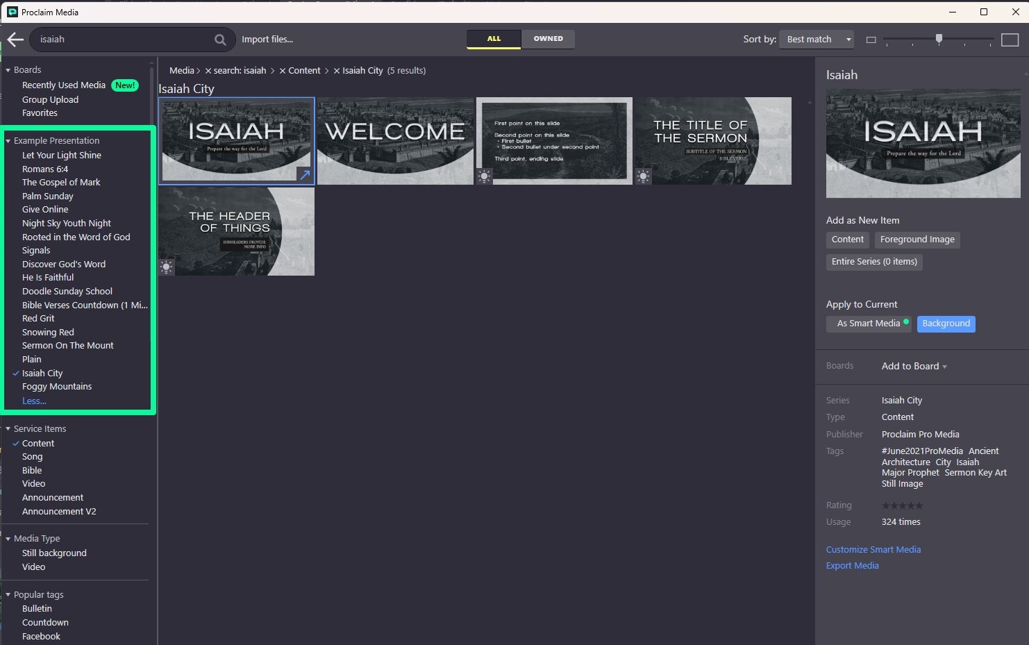 Customizing the Content on your Virtual Screen – Proclaim