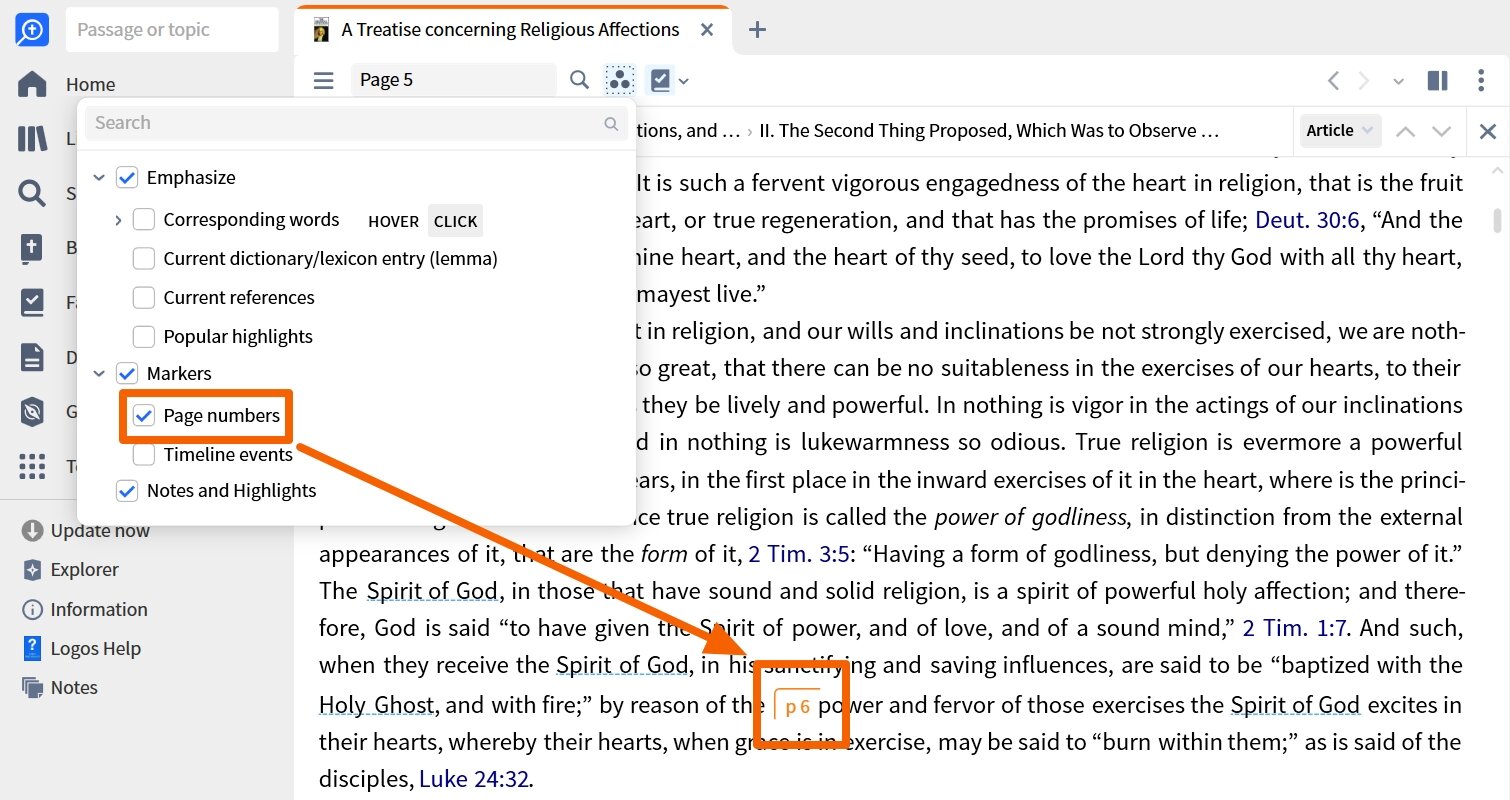 How do I find page numbers in my Logos book? – Logos Help Center