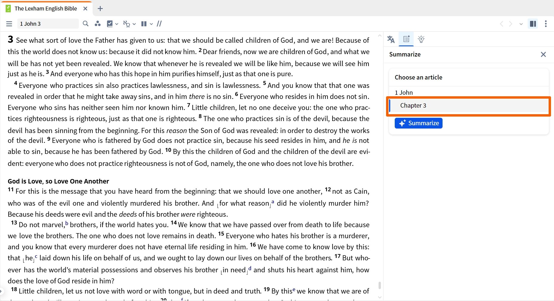 How do I use the Summarization Sidebar? – Verbum Support