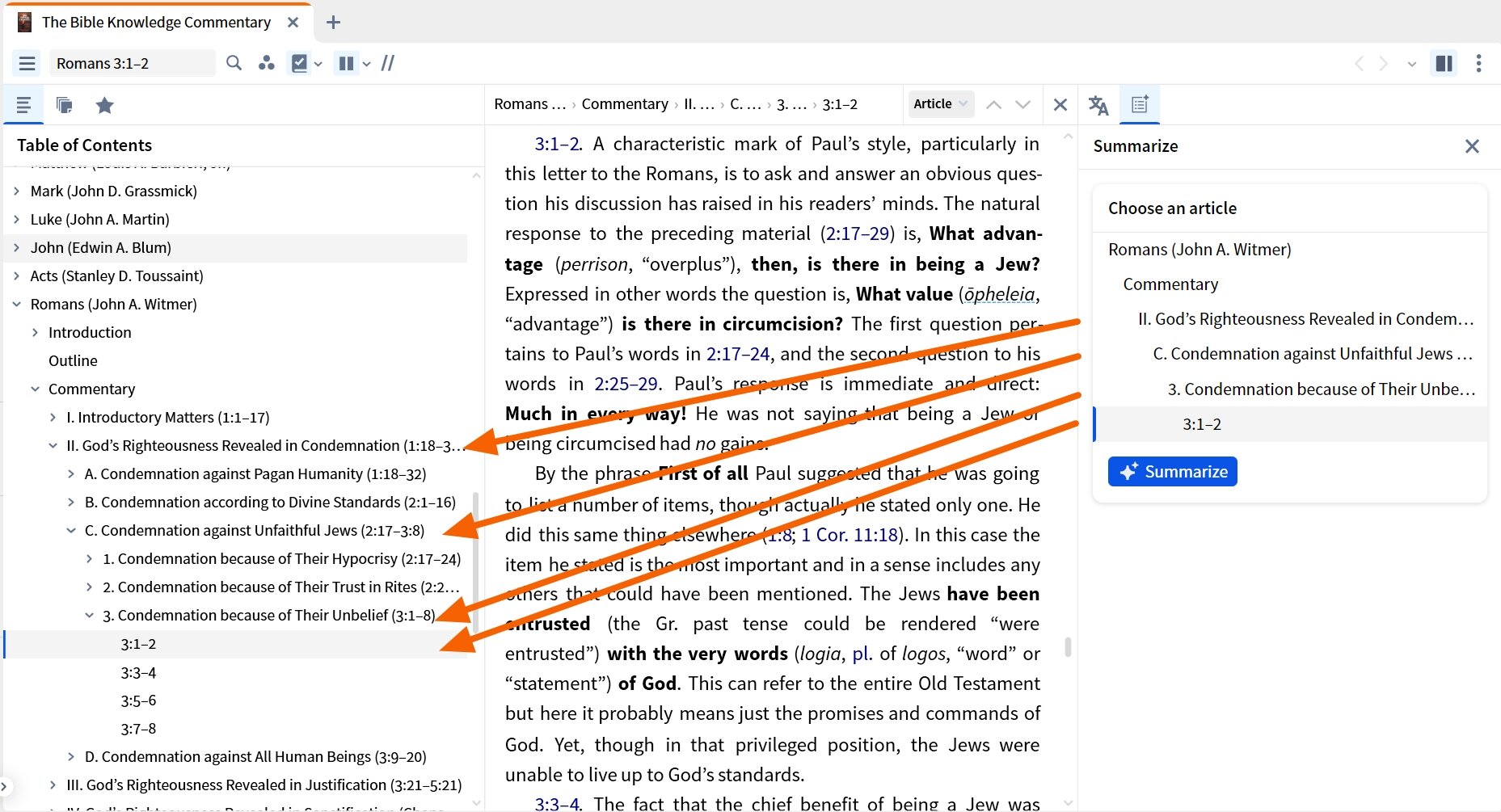 How do I use the Summarization Sidebar? – Verbum Support
