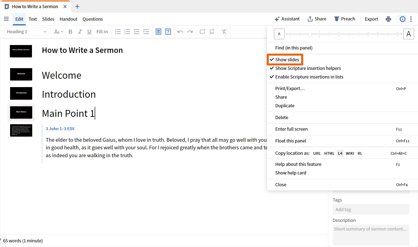 Writing Sermons Using Sermon Builder – Logos Help Center
