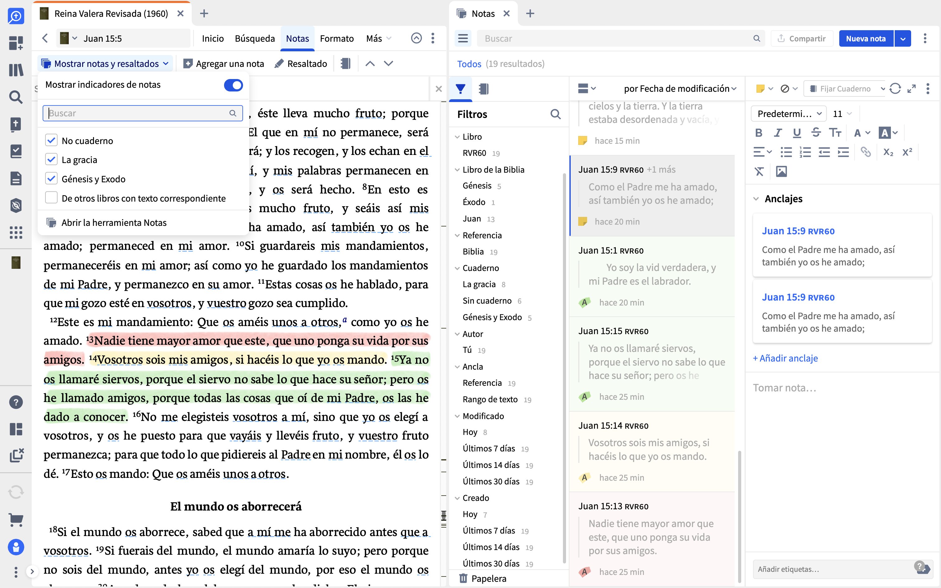 4. Usar Logos para resaltar texto y tomar notas – Centro de ayuda Logos