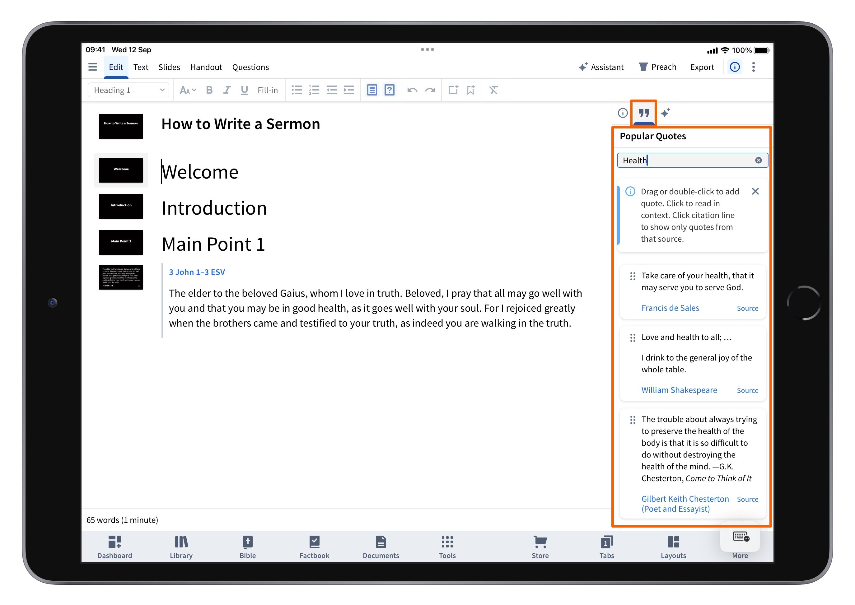 Writing Sermons Using Sermon Builder – Logos Help Center