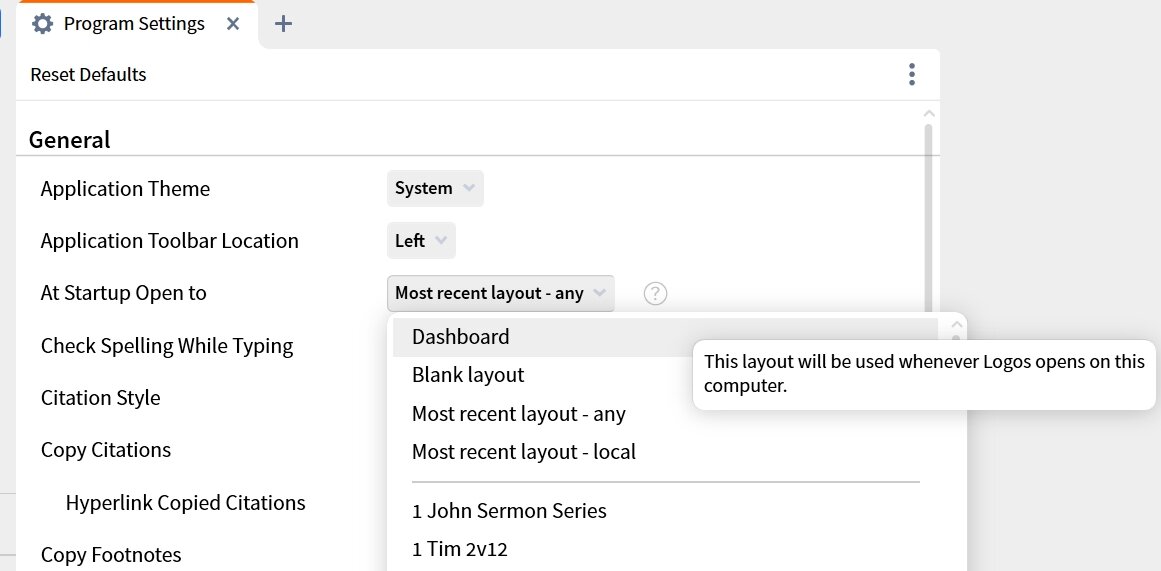 Adjust the Logos Program Settings – Logos Help Center