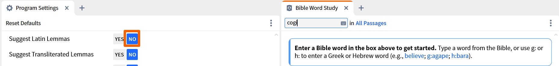 Adjust Verbum's Program Settings – Verbum Support