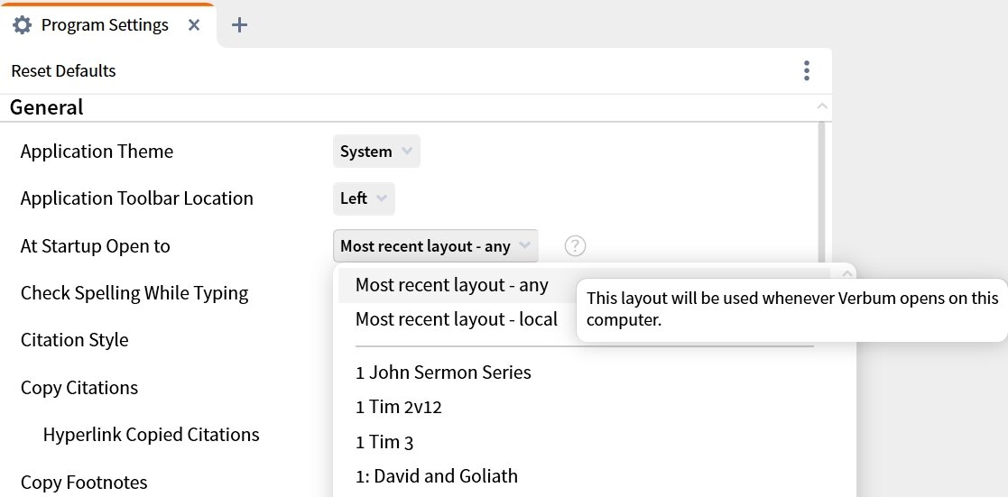 Adjust Verbum's Program Settings – Verbum Support