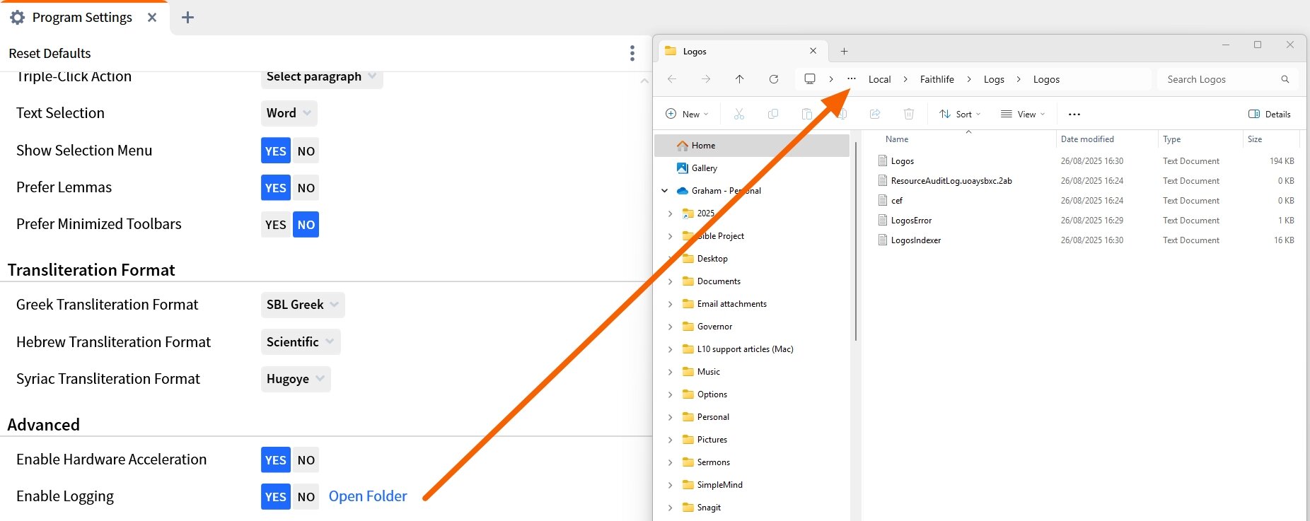 How to Enable and Submit Log Files – Logos Help Center