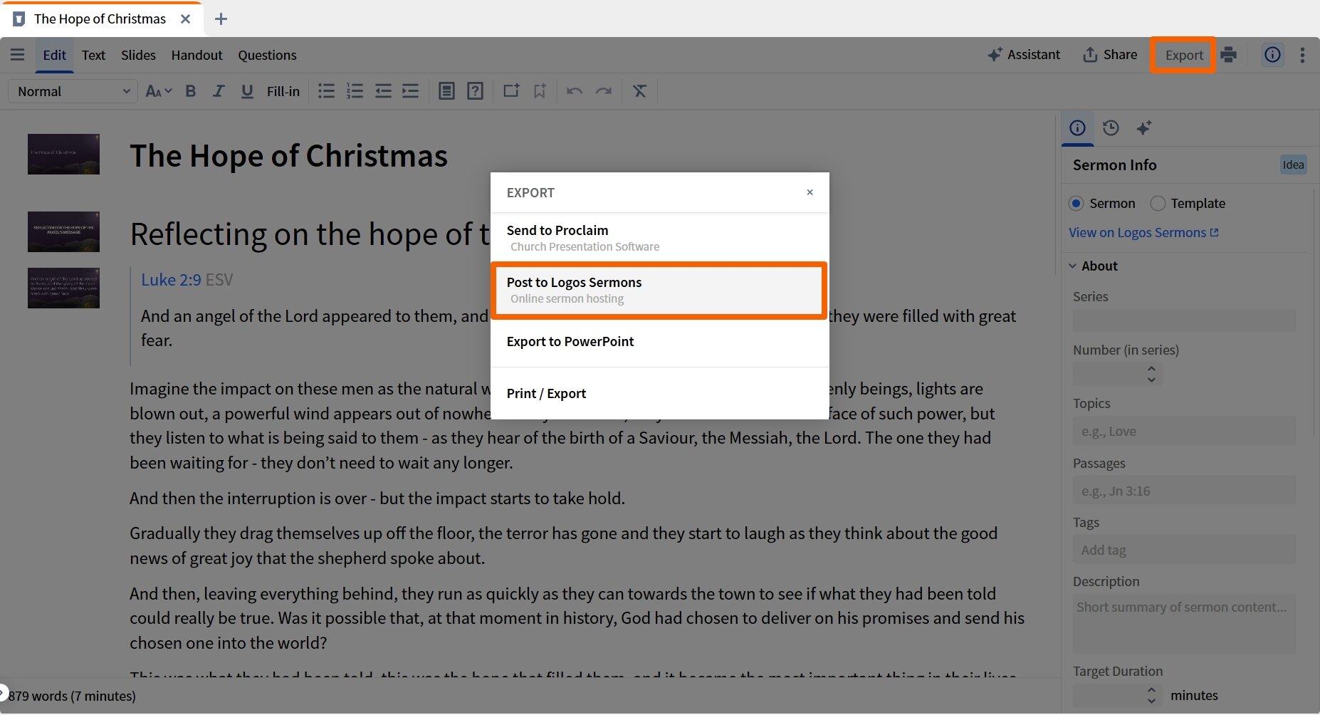 Upload to Logos Sermons – Logos Help Center
