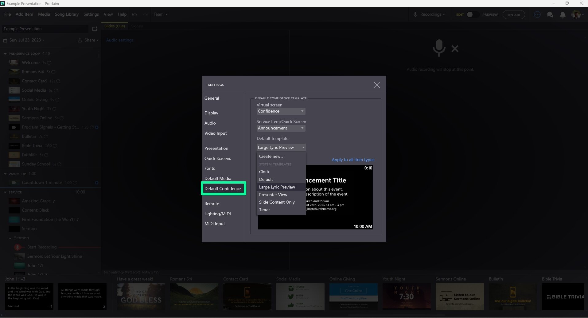Confidence Monitor – Proclaim