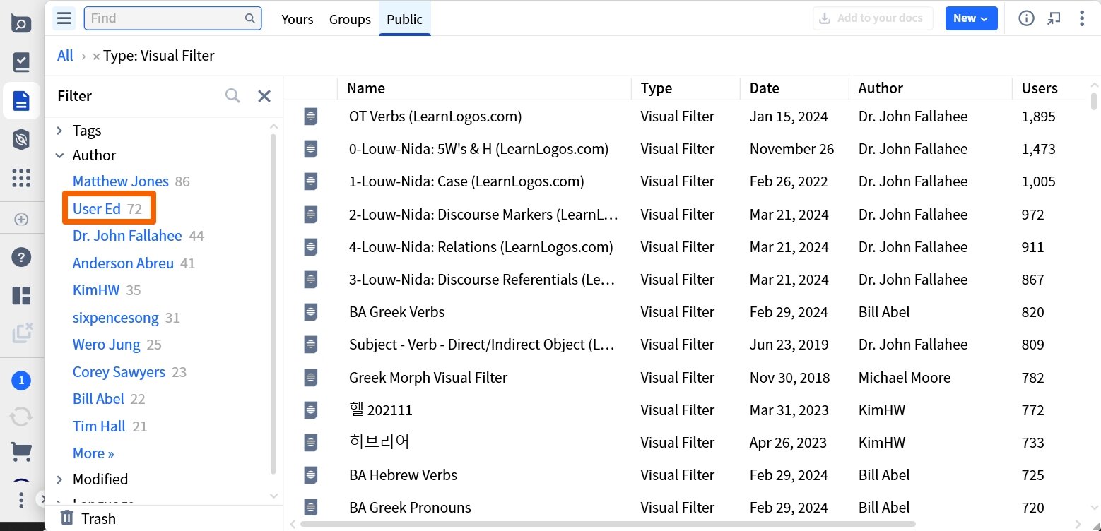 Create a Visual Filter – Logos Help Center