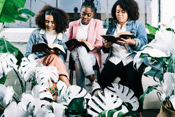Young Women Reading the Bible Together - Church stock photos - Logos ...