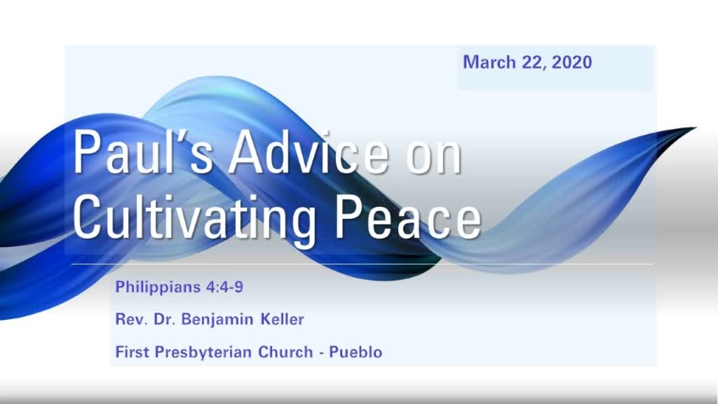 Homily - "Paul's Advice on Cultivating Peace" March 22, 2020 - Logos ...